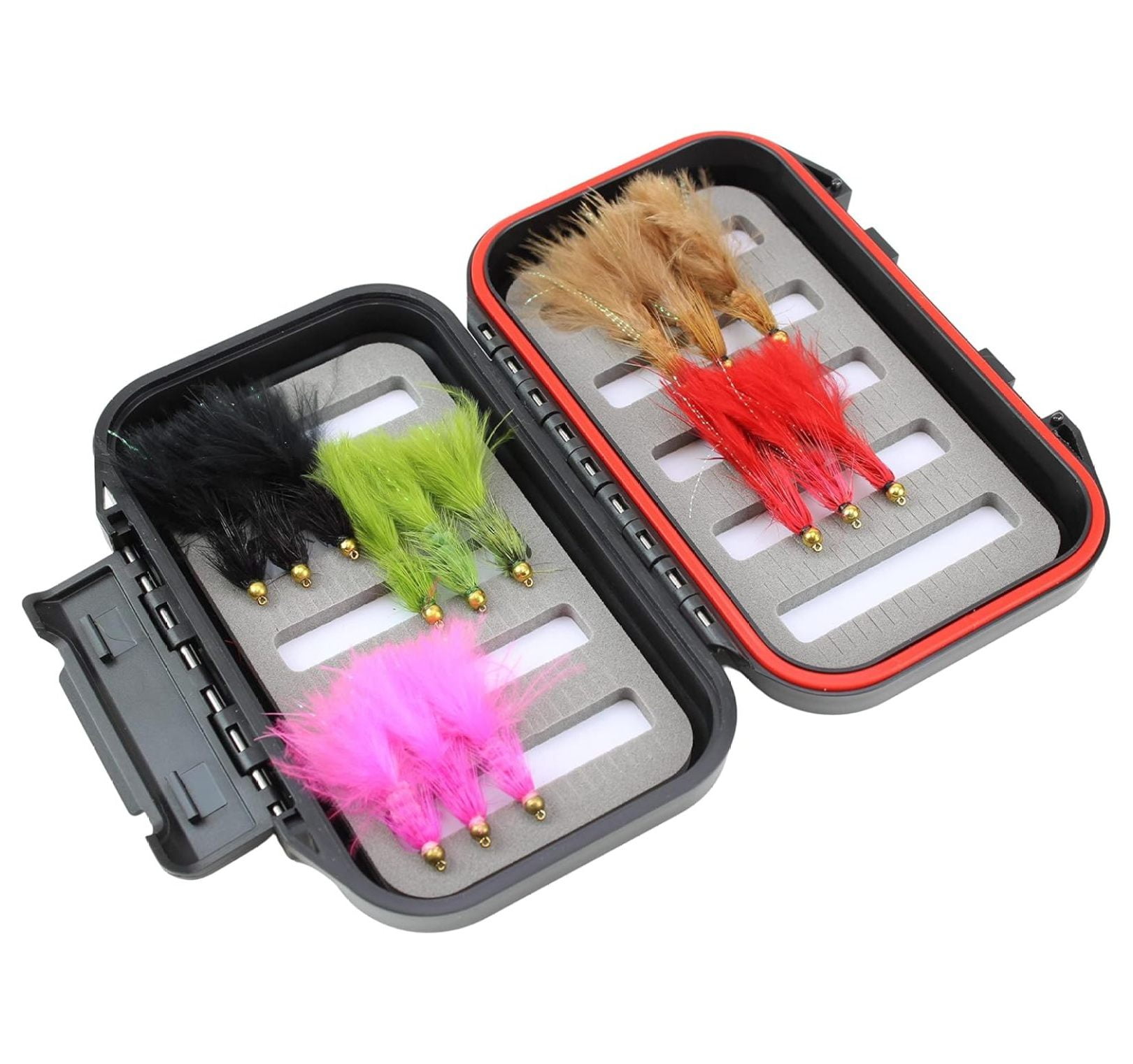 Fly Fishing Bead Head Wooly Bugger Fly Assortment, 15 Flies with Small ...