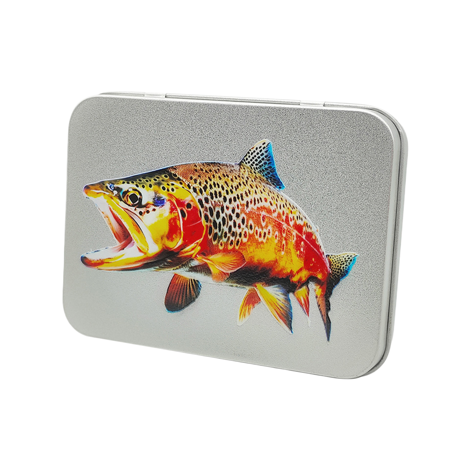 Fly Fishing Box, Double Sided Metal Fishing Hook Box, Trout Fly Print ...