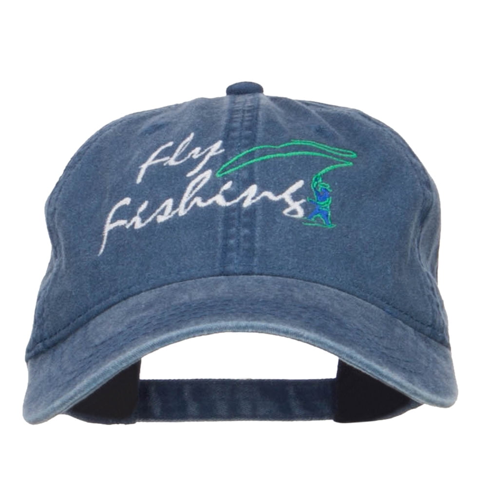 Fly Fishing Embroidered Washed Cap - Navy OSFM - Walmart.com