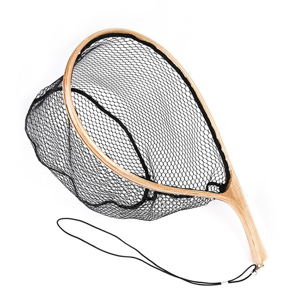 Fly Fishing Fixing Net Wooden Handle Frame Fish Catch Release Net ...