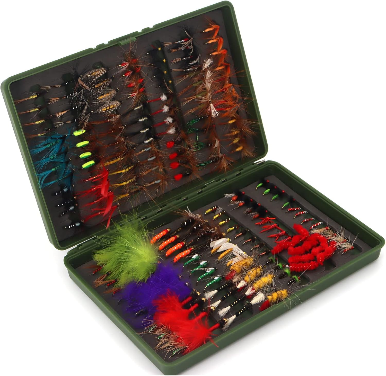 Fly Fishing Flies Assortment Kit Dry Wet Nyphms Tenkara Popper Streamer ...
