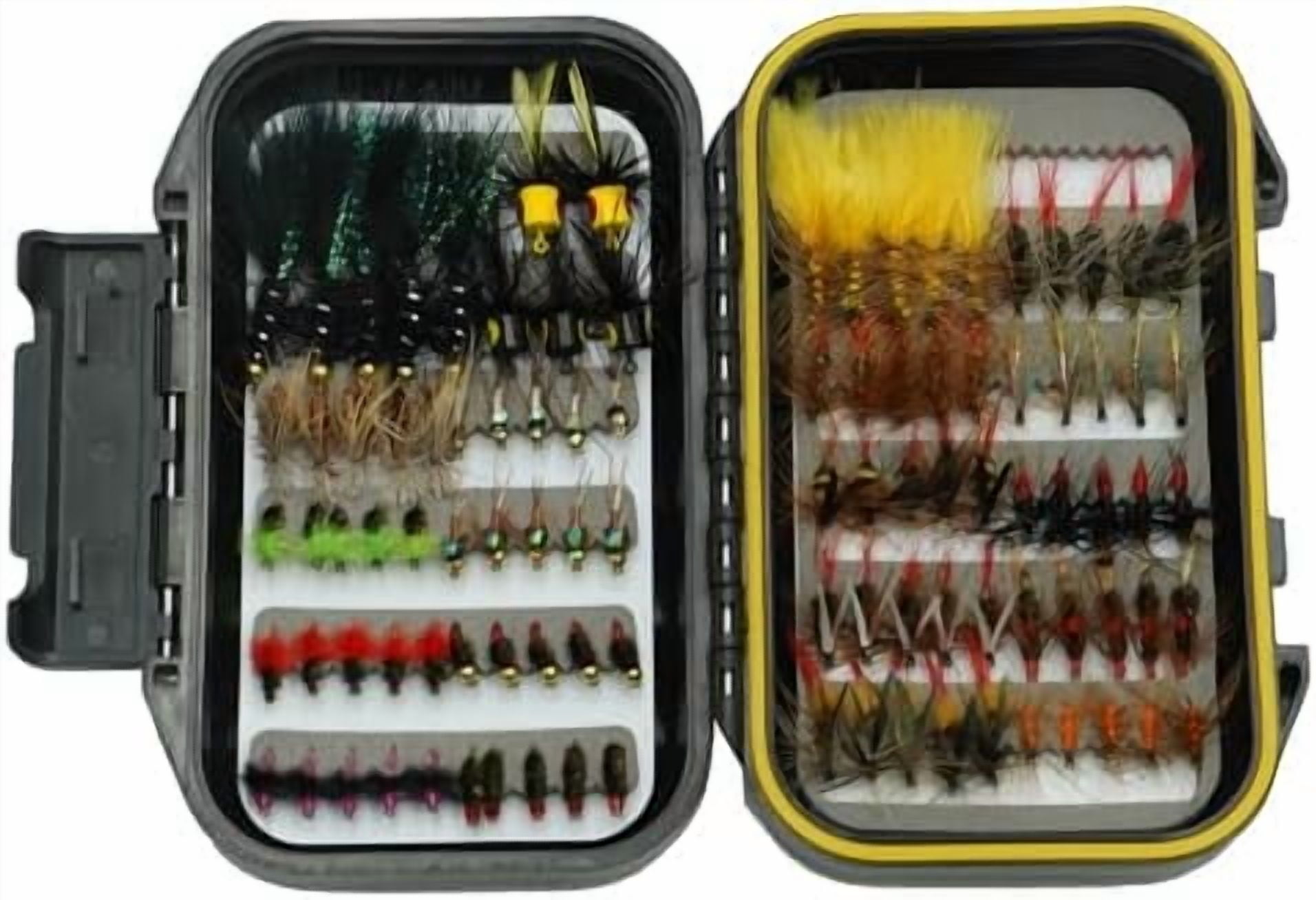 Fly Fishing Flies Assortment Kit with Fly Box, 100PCS Dry/Wet Tenkara ...