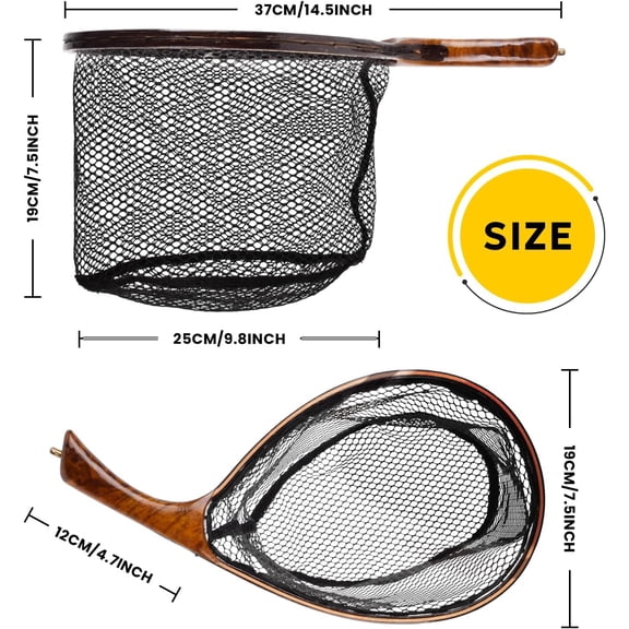 Fly Fishing Landing Nets in Soft Rubber Mesh for Catch and Release