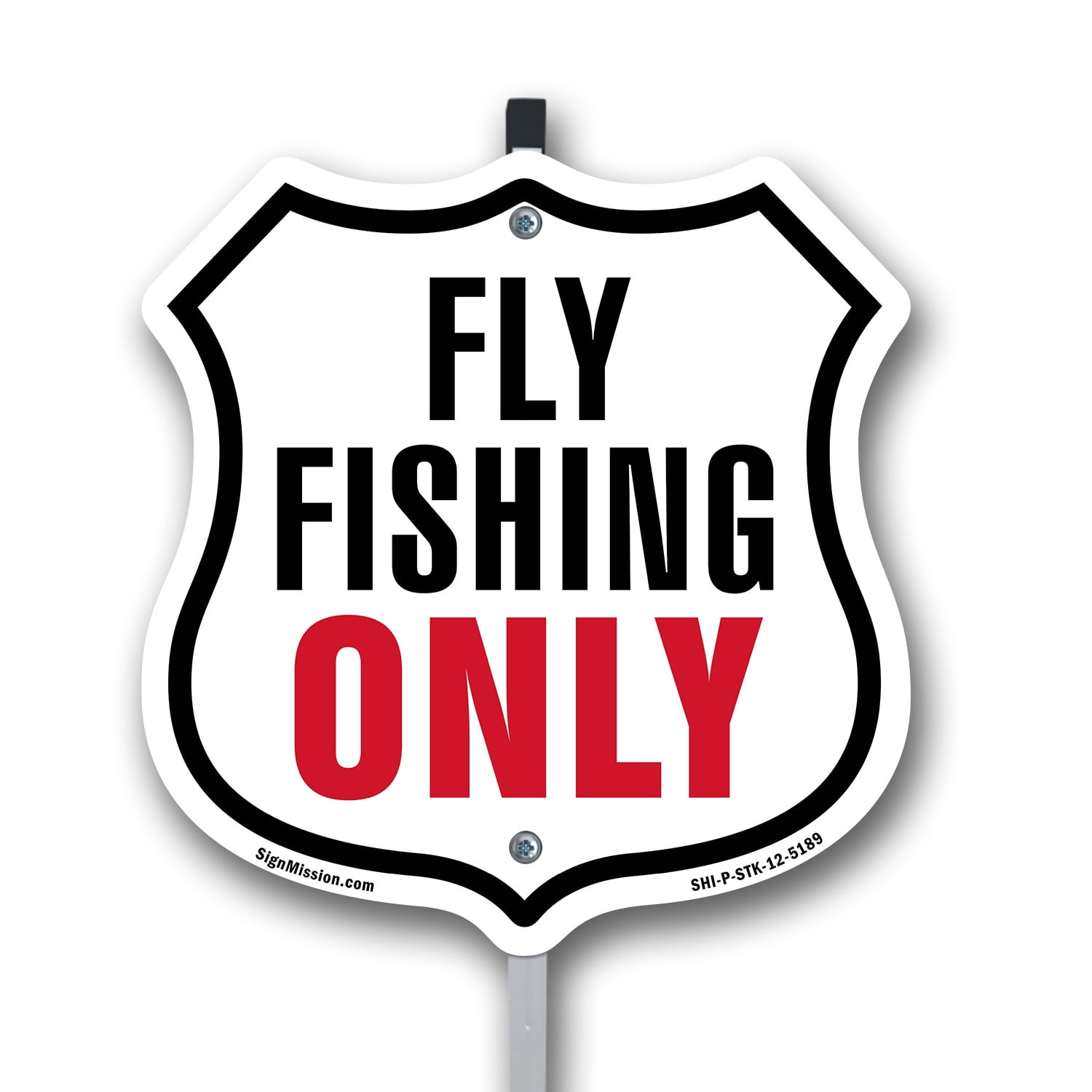 Fly Fishing Only 12 inch X 12 inch Shield Shaped Rust-Free Aluminum ...