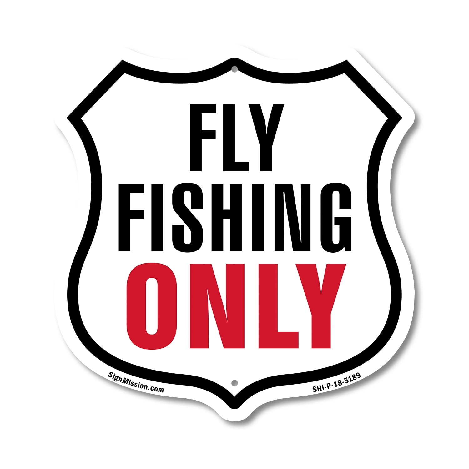 Fly Fishing Only (5 Pack) 12 inch X 12 inch Shield-Shaped Rust-Free ...