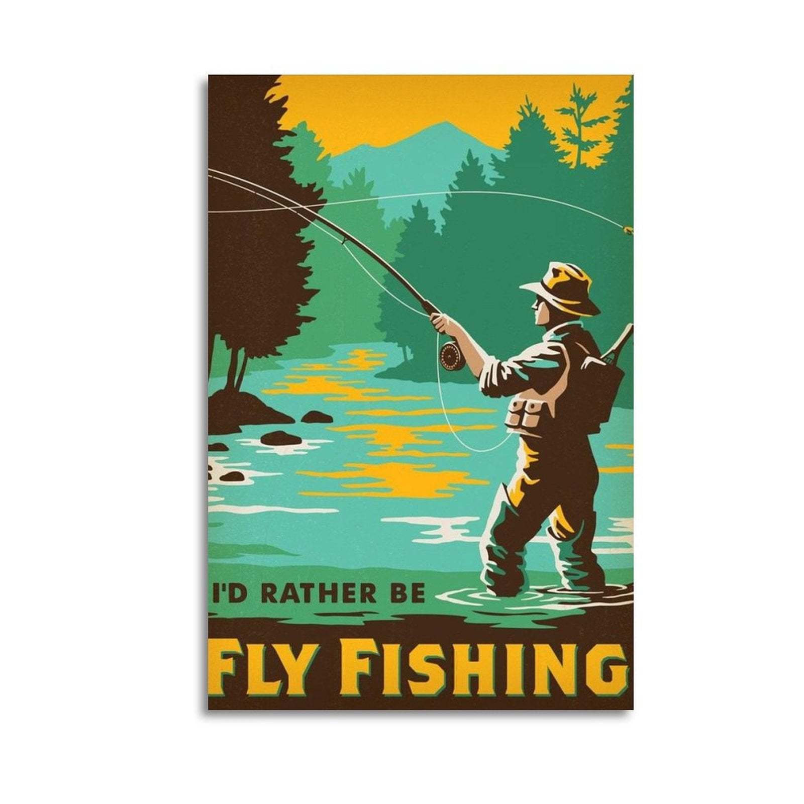 Fly Fishing Poster Decoration Vibrant High-end Wall Posters Retro Room ...