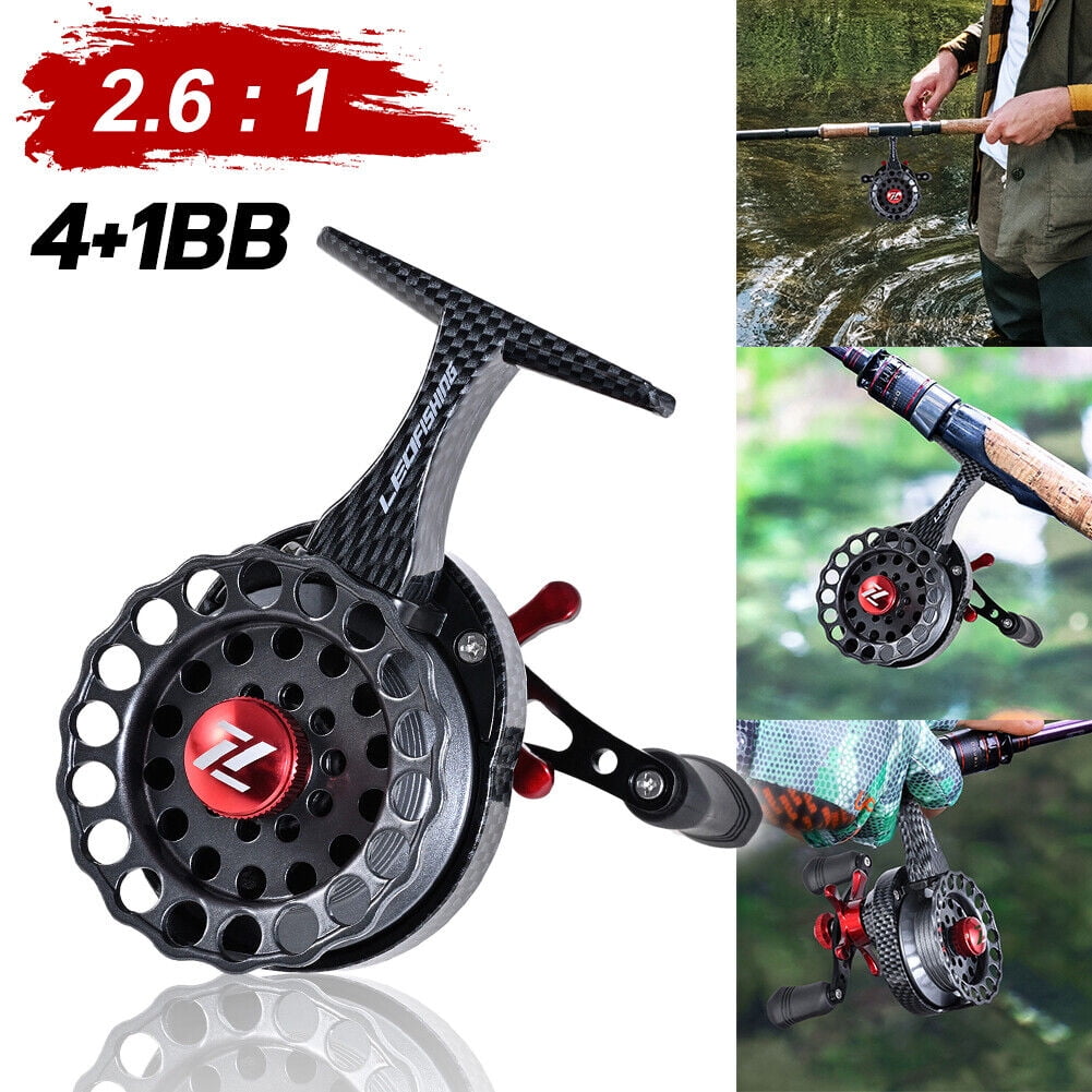 Fly Fishing Reel 4+1BB 2.6:1 Gear Ratio Spinning Ice Raft Reel Carbon Texture - Walmart.com
