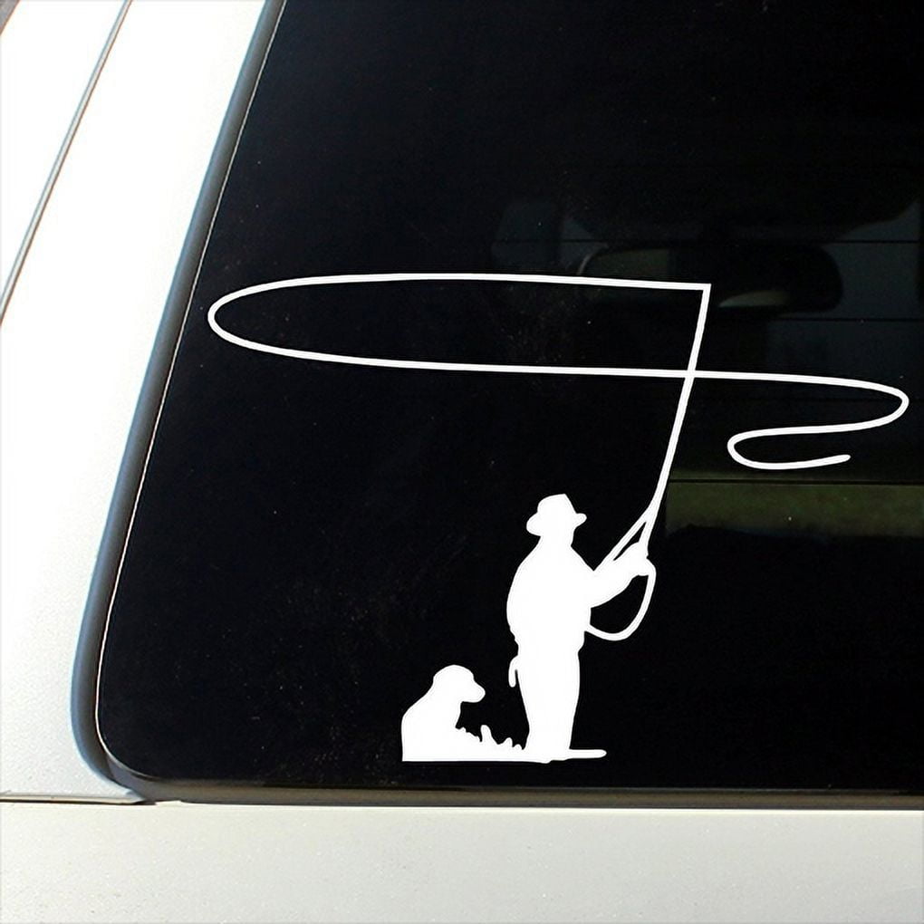Fly Fishing Vinyl Cut Decal With No Background | 5.5 Inch White Decal ...