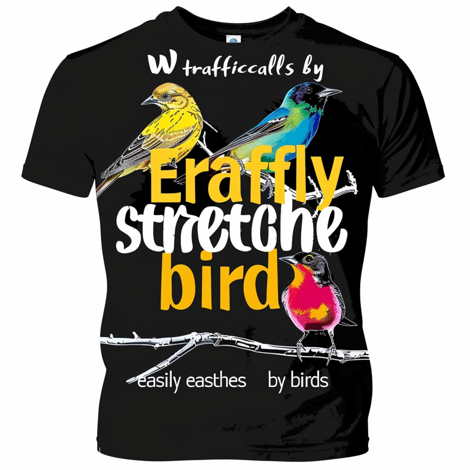 Fly High in Style with our Etraffically Stretchy Birds T Shirt Vibrant ...