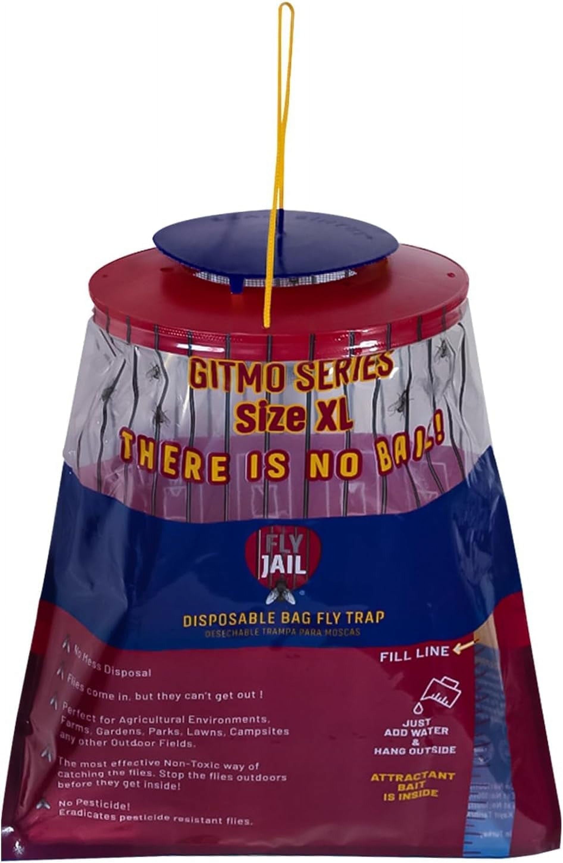 FLY JAIL XLarge Disposable Outdoor Fly Trap Pre-Baited High-Capacity ...