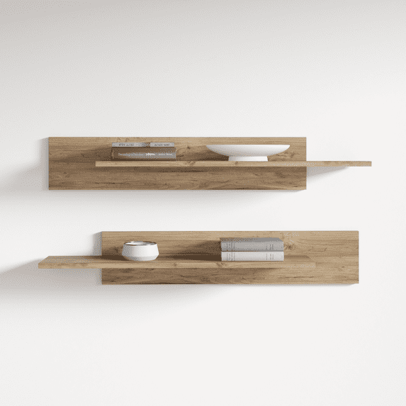 Fly Modular Wall Mounted Floating Shelves, Adjustable Width, Oak (Type ...