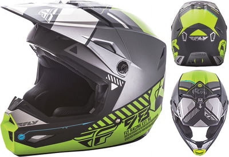 Fly Racing Kinetic Elite Onset Helmet Matte Black/Grey/Hi-Vis Md 73 ...
