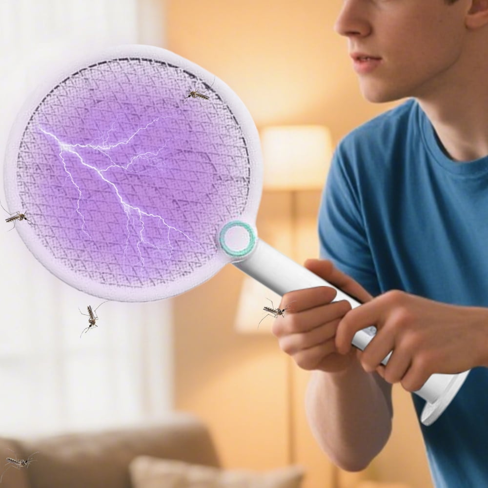 Fly Racket Rechargeable Home Indoor Fly Swatter Foldable Safe ...