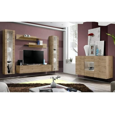 Soho 10 Modern Wall Unit Entertainment Center with 16 Color LED Lights ...