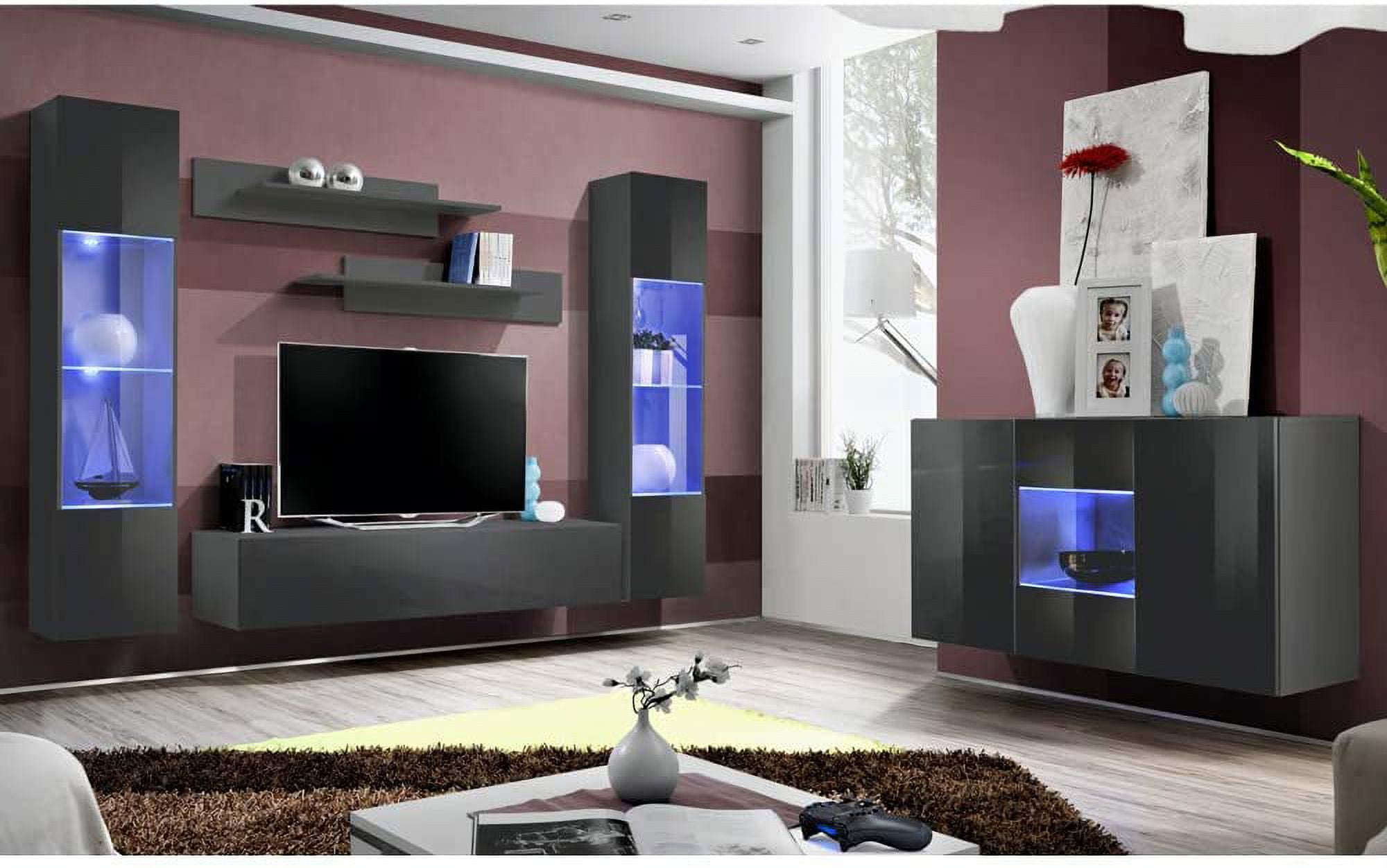 Fly SBII-A3 Wall Mounted Floating Modern Entertainment Center - Walmart.com