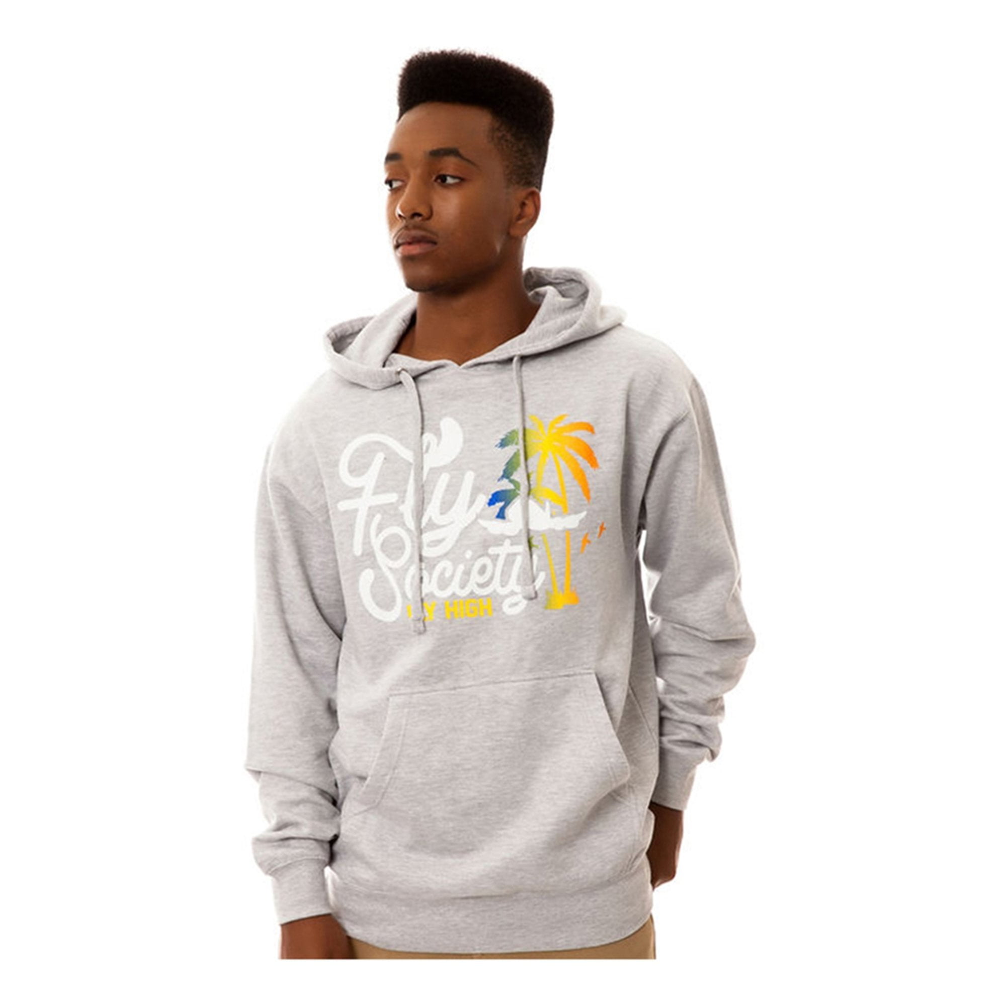 Fly Society Mens The Fly High Paradise Hoodie Sweatshirt, Grey, Large ...