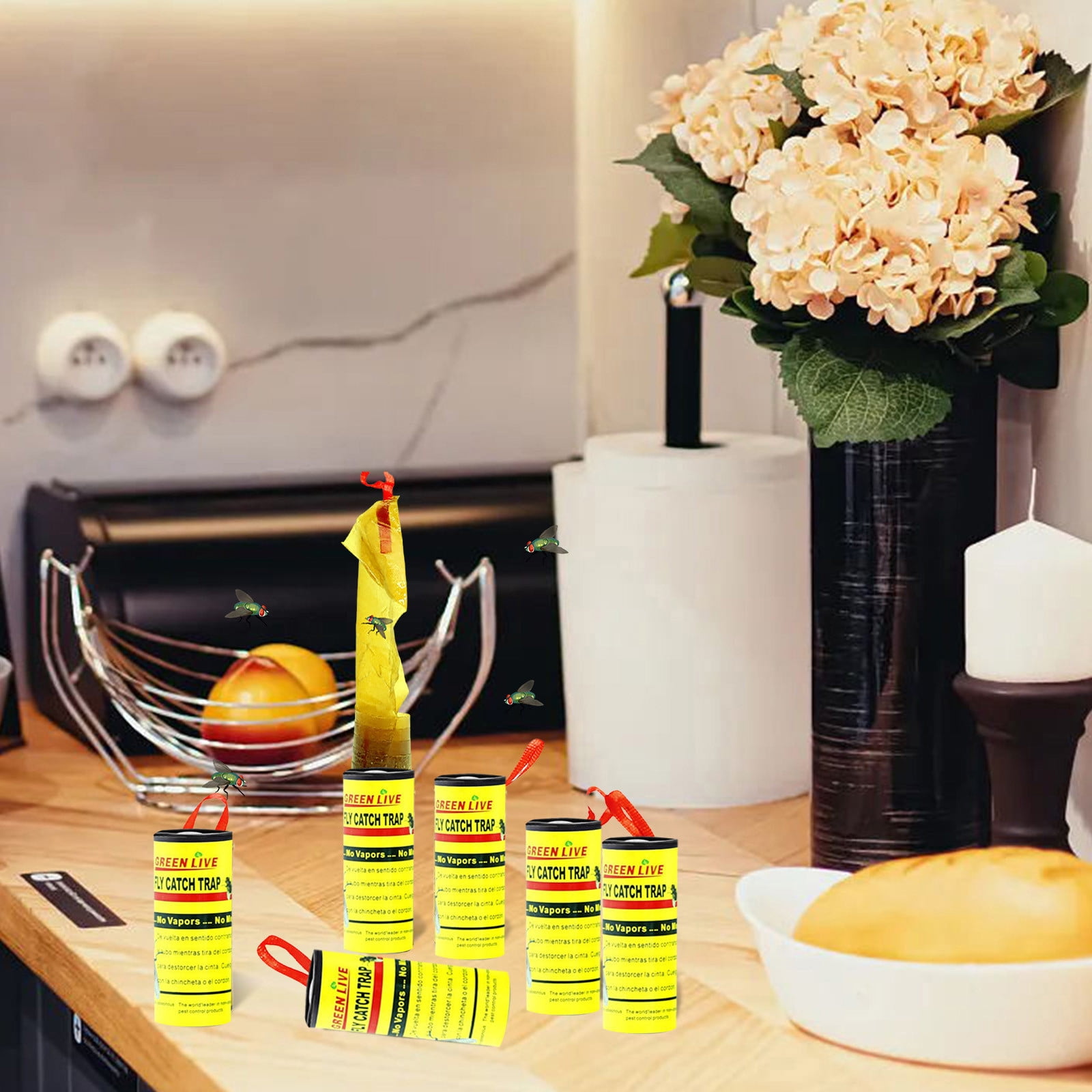 Fly Strips Indoor Sticky Hanging 10pk with Glue. Non Toxic Outdoor Fly ...