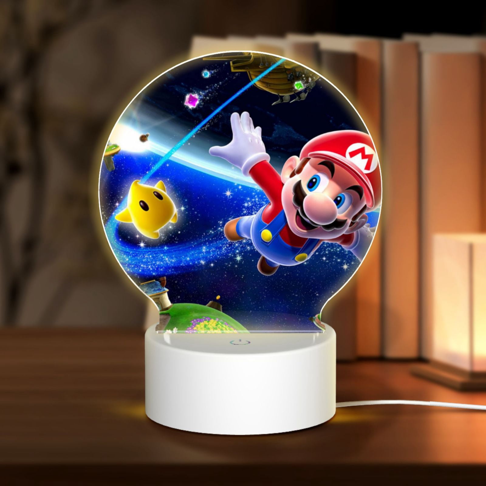 Fly Super Mario Round Acrylic Night Light Decoration USB Cable LED Lamp ...