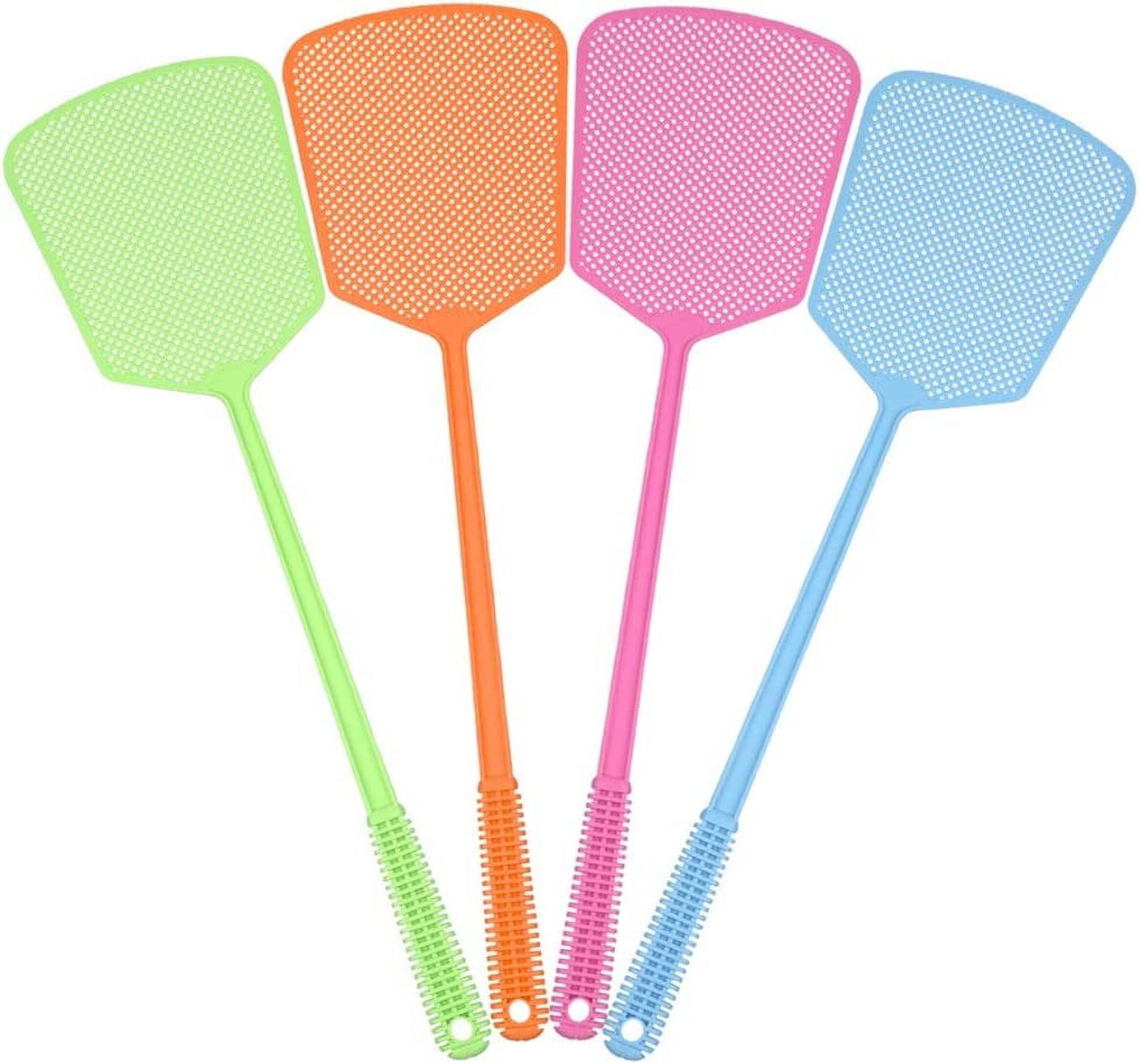 Fly Swatter, 4 Pack Strong Plastic Fly Swat Set with Long Flexible Handle Manual Heavy Duty Fly ...