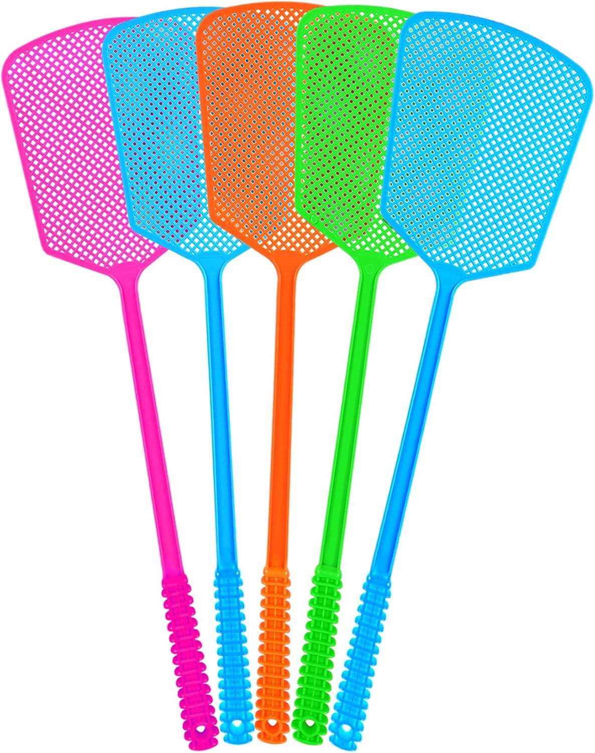 Fly Swatter,5 Pack Plastic Heavy Duty Manual Fly Killer, Long Handle ...