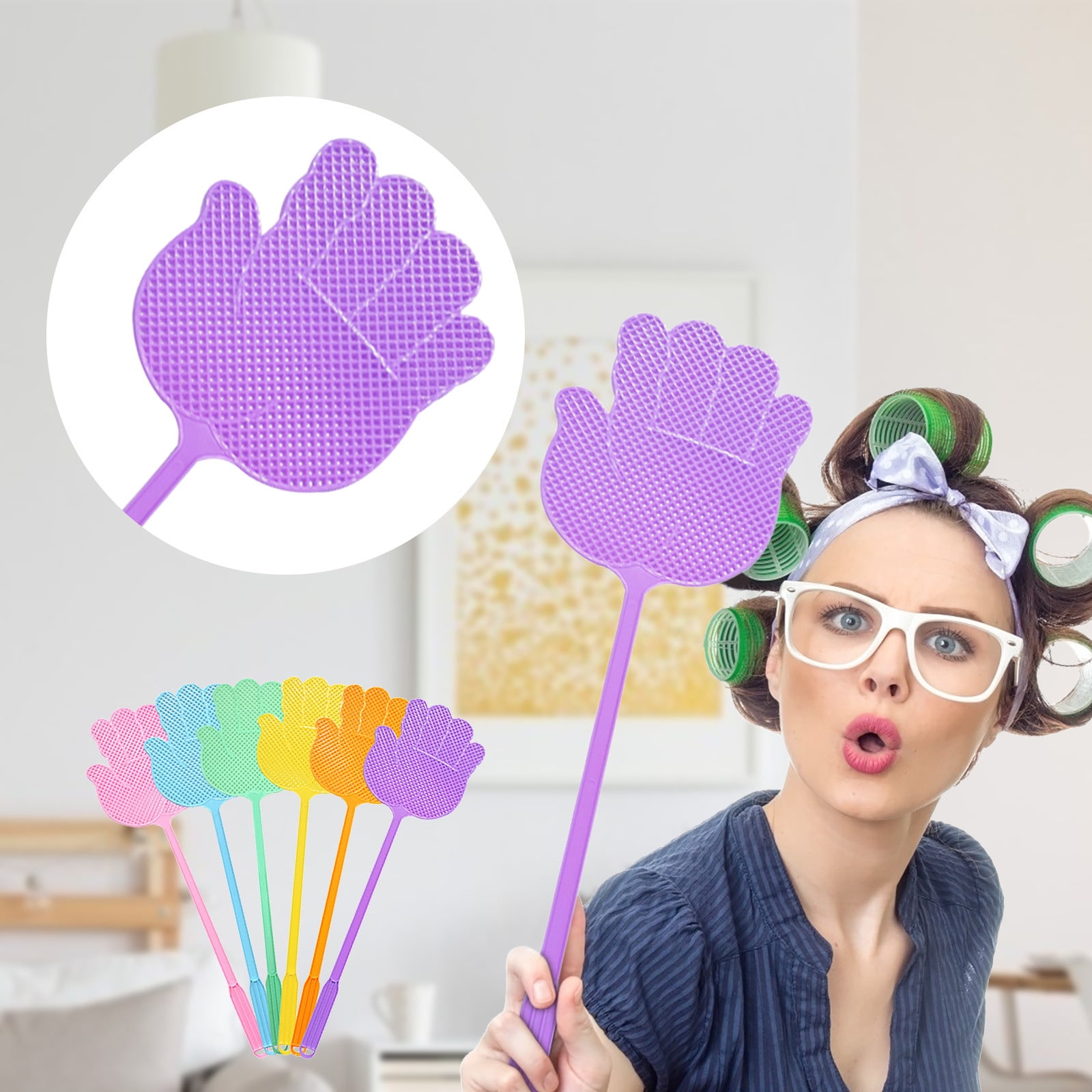 Fly Swatter Palm Plastic Swatter, 6PC Large Mosquito Swatter for ...