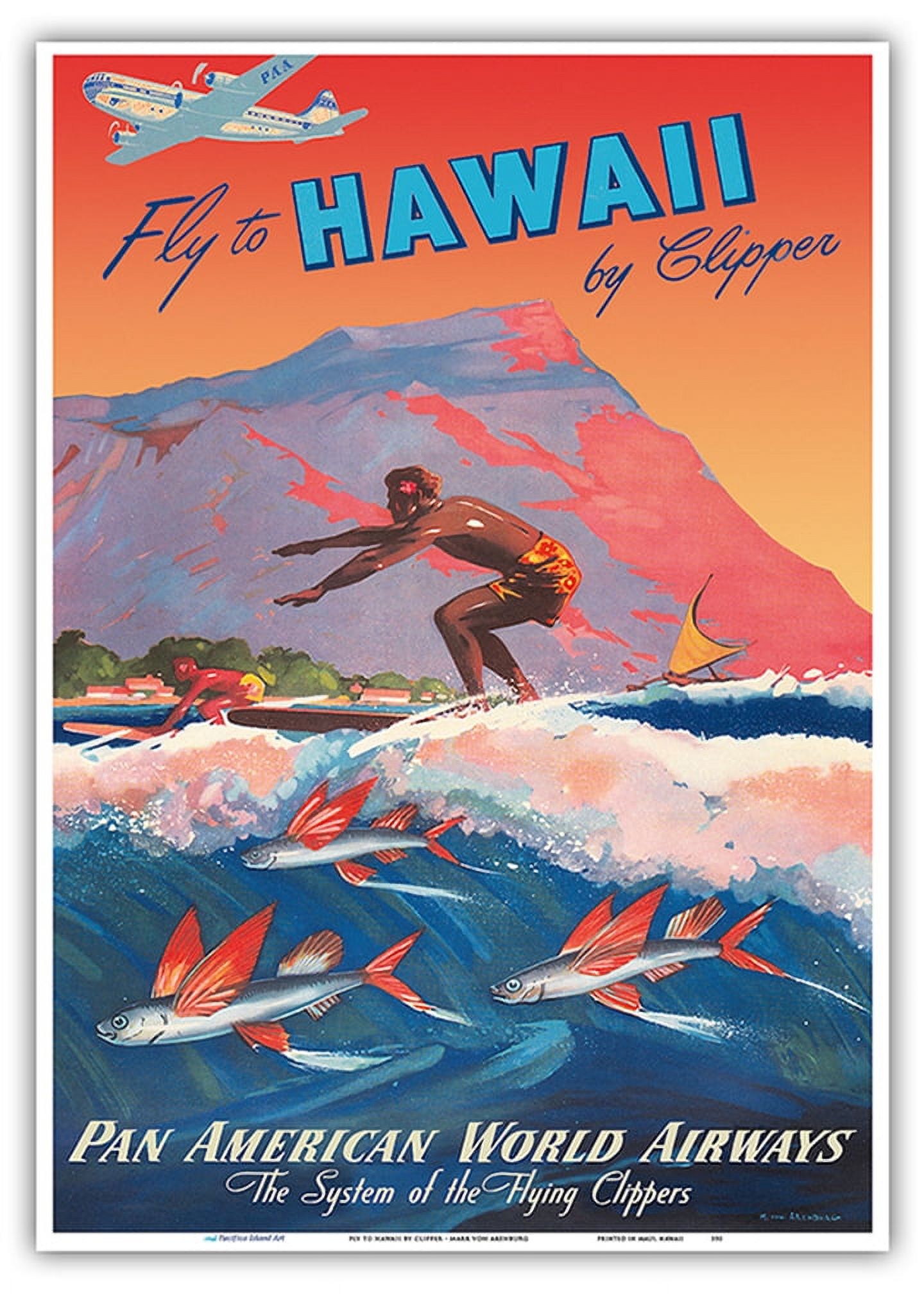 Fly To Hawaii by Clipper - Pan American World Airways - Surfer Diamond ...