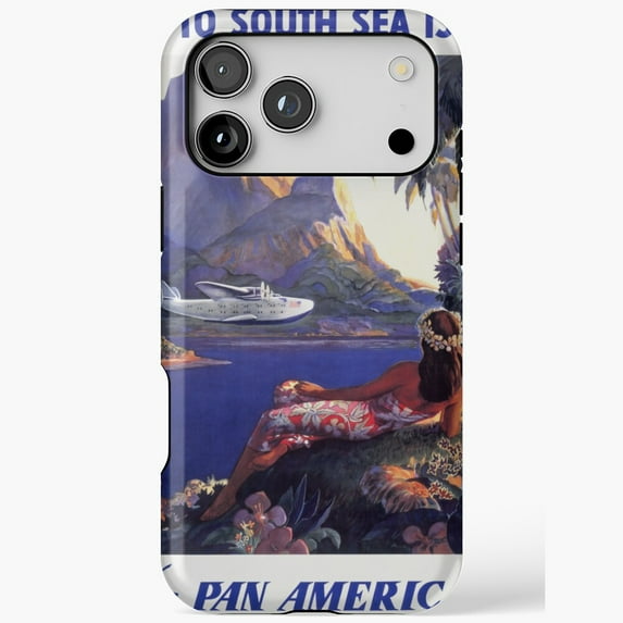Fly To The South Sea Vintage Retro Travel iPhone Case 17 16 15 14 13 12 ...