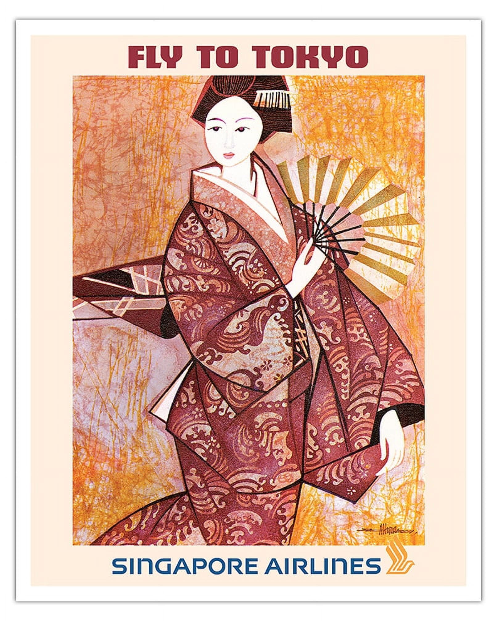 Fly to Tokyo Japan - Geisha - Singapore Airlines - Vintage Airline ...