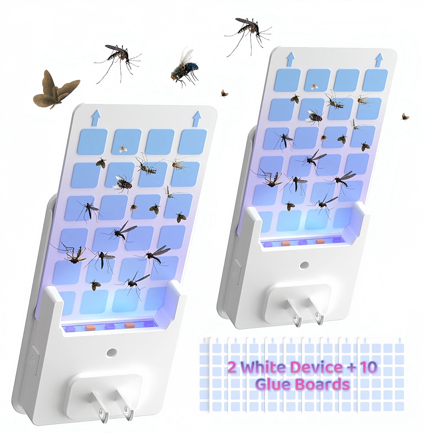 Fly Trap Flying Insect Trap (1 Device + 10 Refill Cards) Safe UVA Light ...