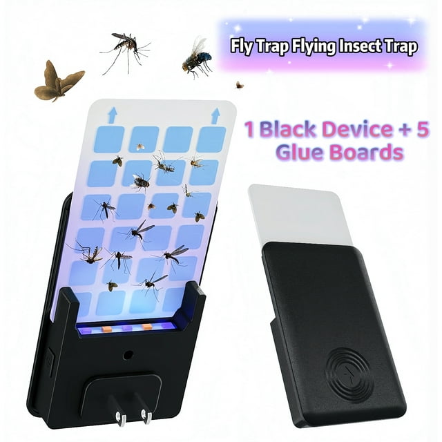 Fly Trap Flying Insect Trap (1 Device + 4 Refill Cards) Safe UVA Light ...
