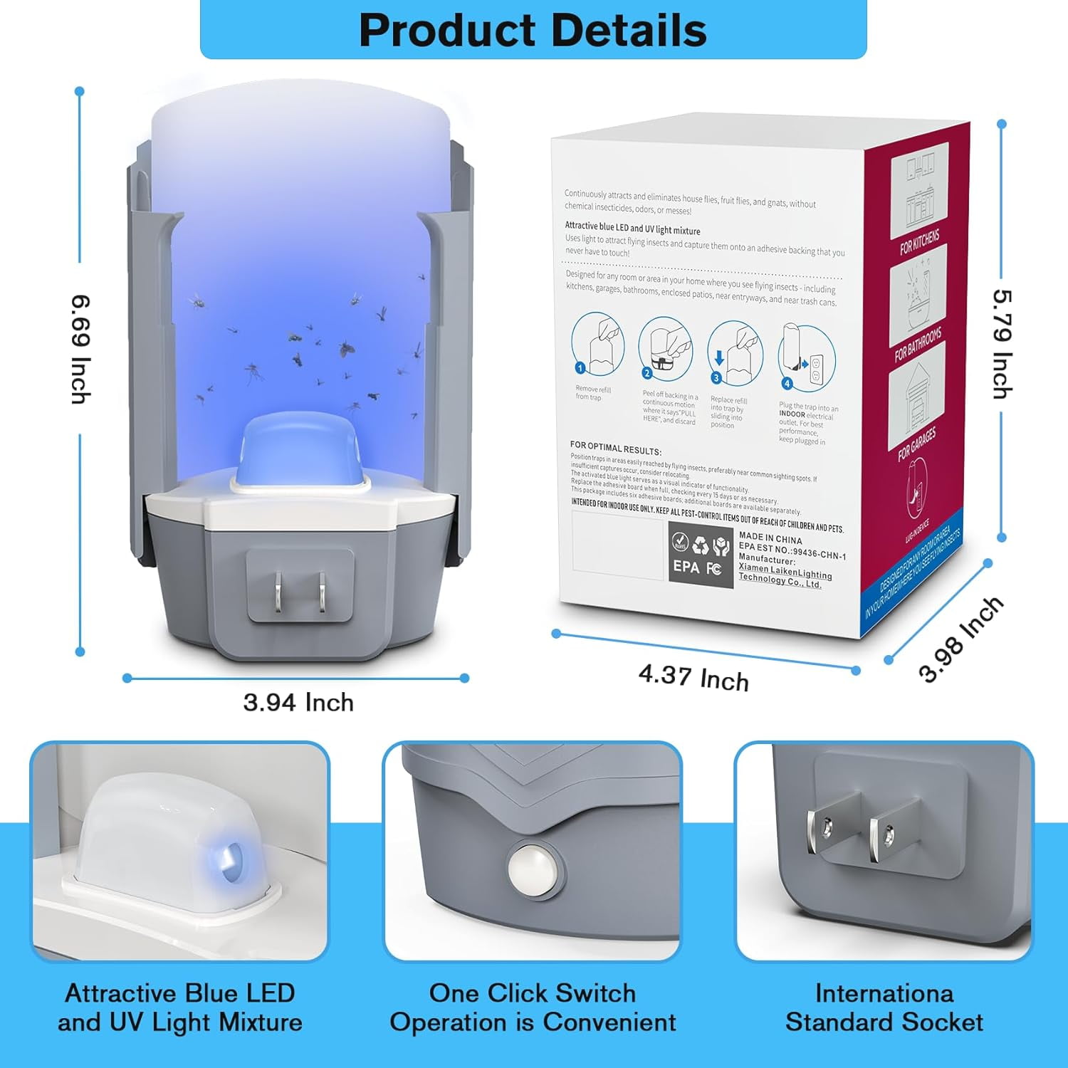 Fly Trap Indoor, 2 Packs Gnat and Fruit Fly Traps for Indoors, Flying ...