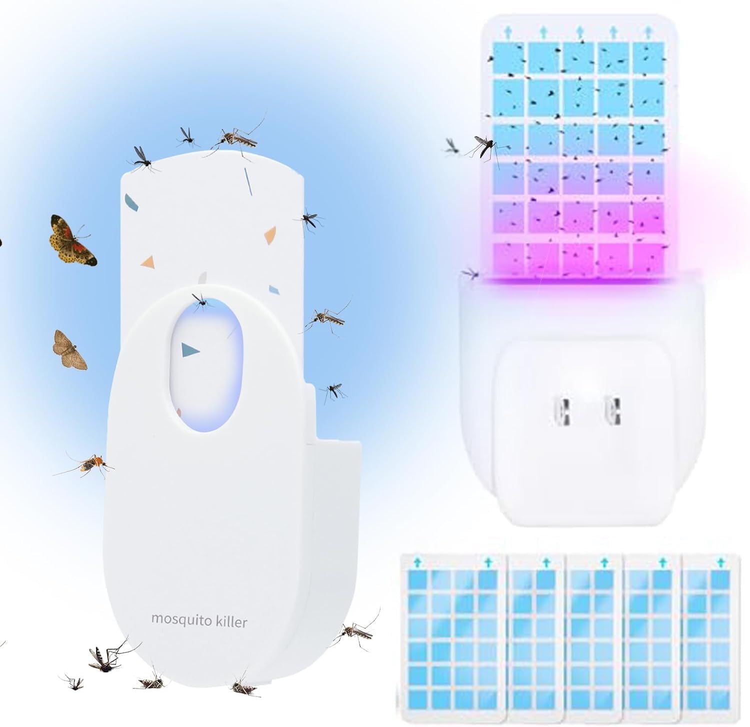 Fly Trap Indoor, Fruit Fly Traps for Indoors(1 Device+5 Glue Cards ...