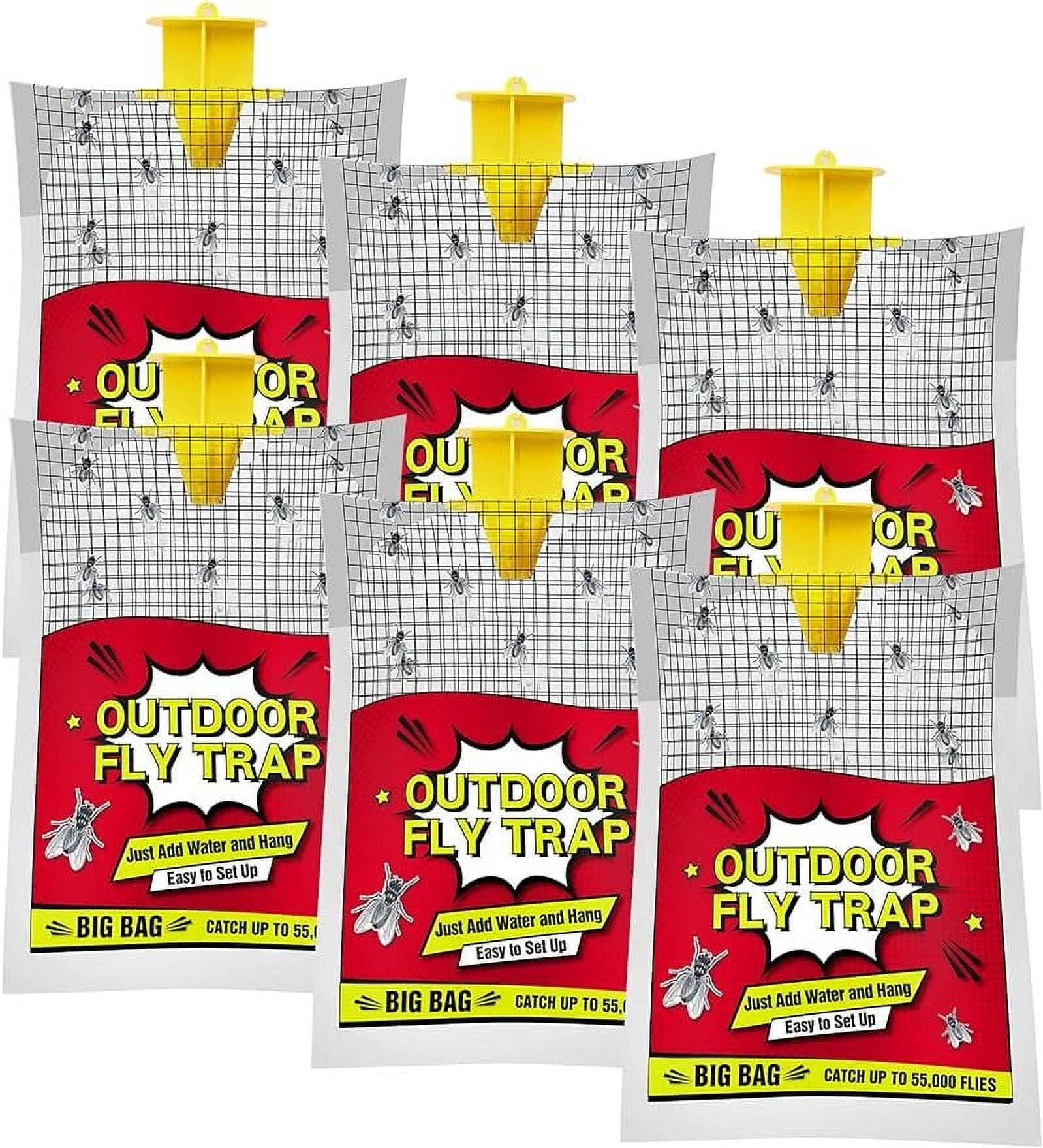 Big Bag Outdoor Fly Traps - 6 Pack, Disposable Hanging Fly Catchers ...