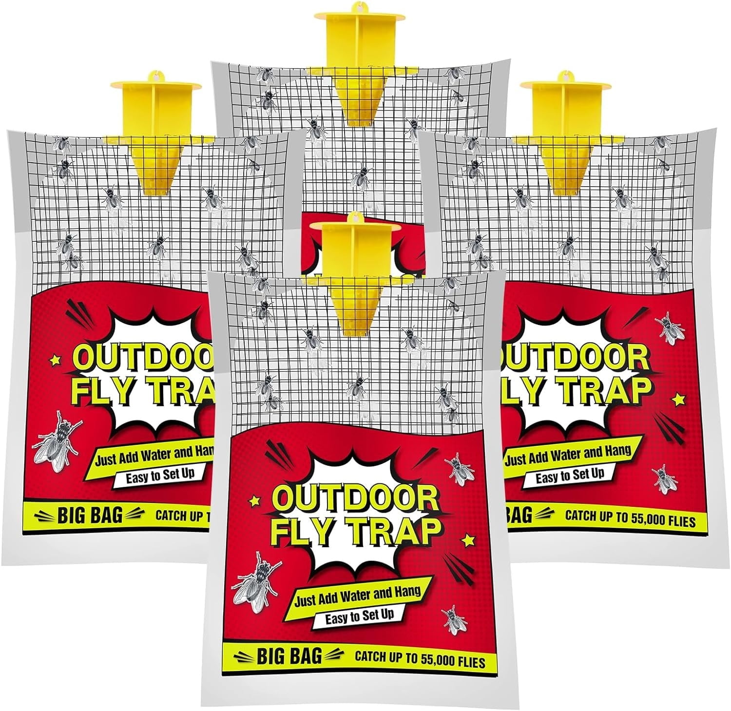 Big Bag Outdoor Fly Catchers - 4 Traps, Horse Fly Trap, Fly Killer for ...