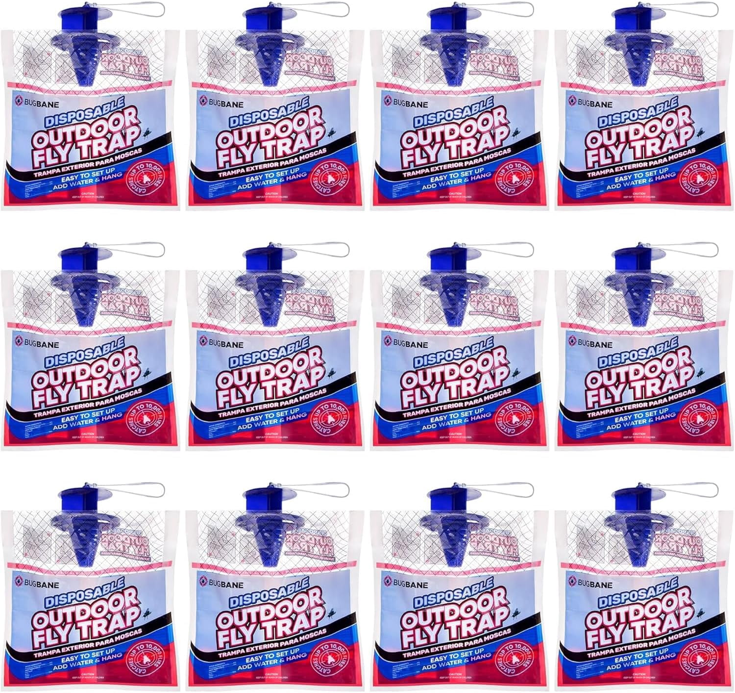 Fly Traps Outdoor Fly Trap for Patio. 12 Non-Toxic Pre-Baited Flies ...