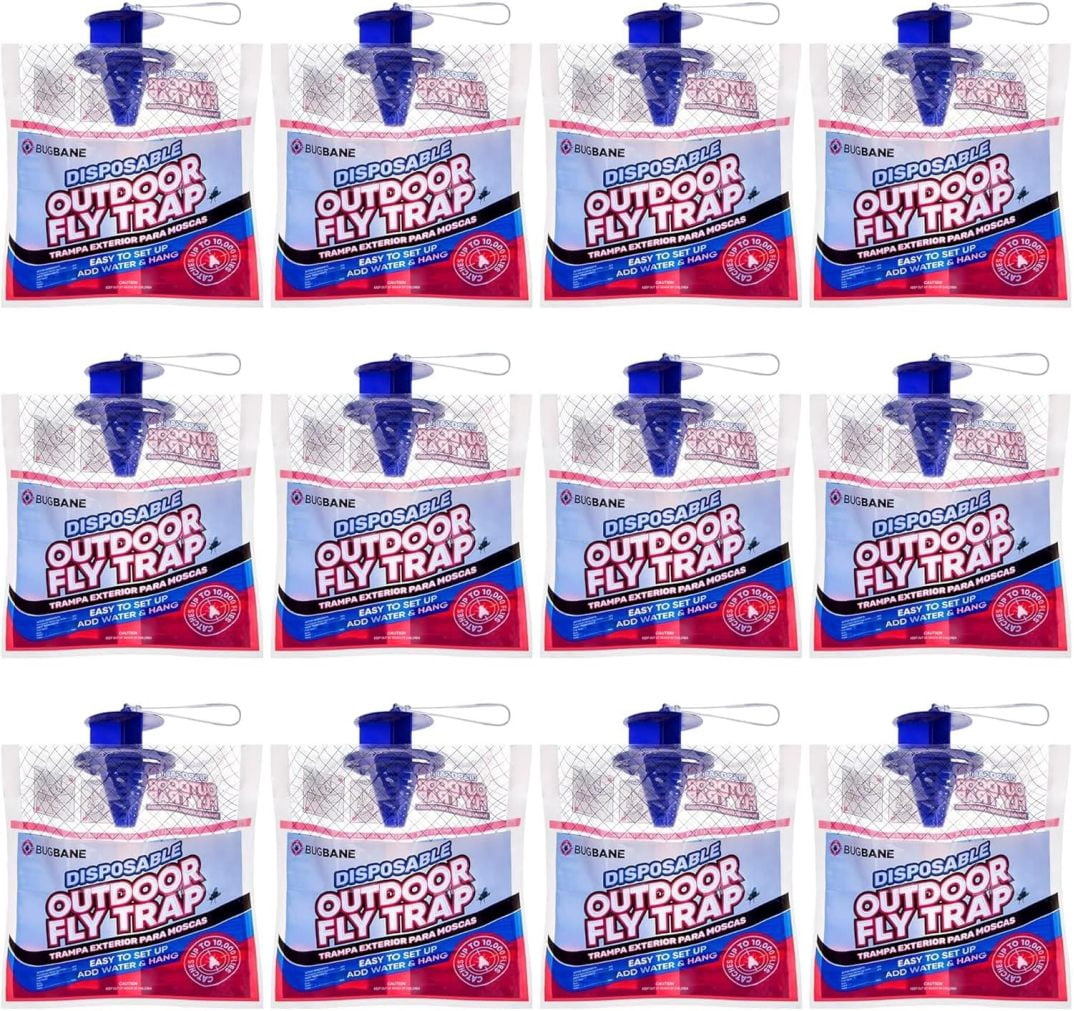 Fly Traps Outdoor Fly Trap for Patio. 12 Non-Toxic Pre-Baited Flies ...