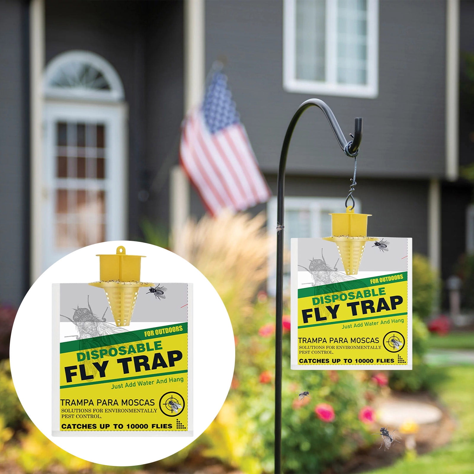 Fly Traps Outdoor with Natural Pre-Baited,Fly Killer, Fruit Flies Trap ...