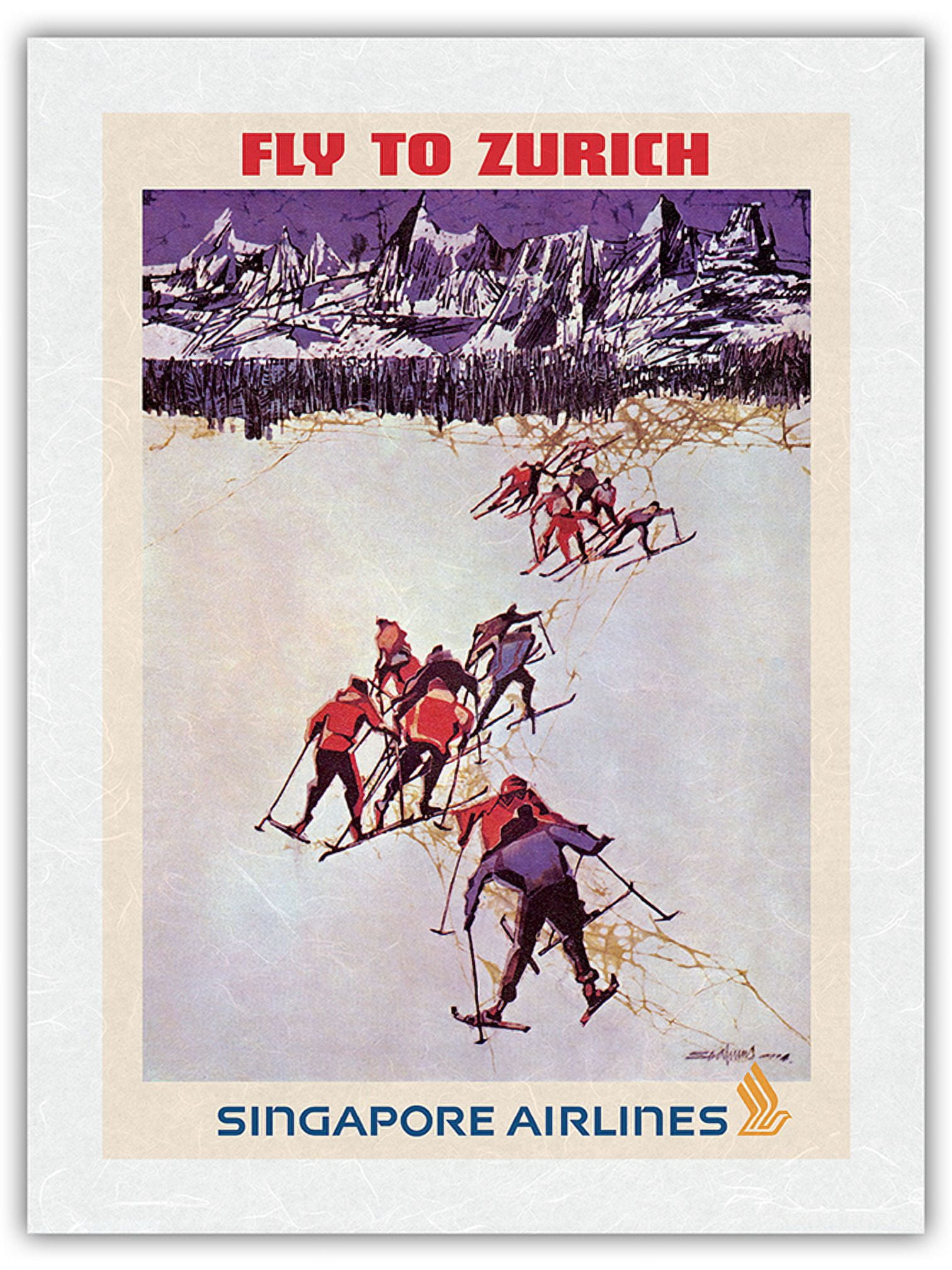 Fly to Zurich Switzerland - Skiing - Singapore Airlines - Vintage ...
