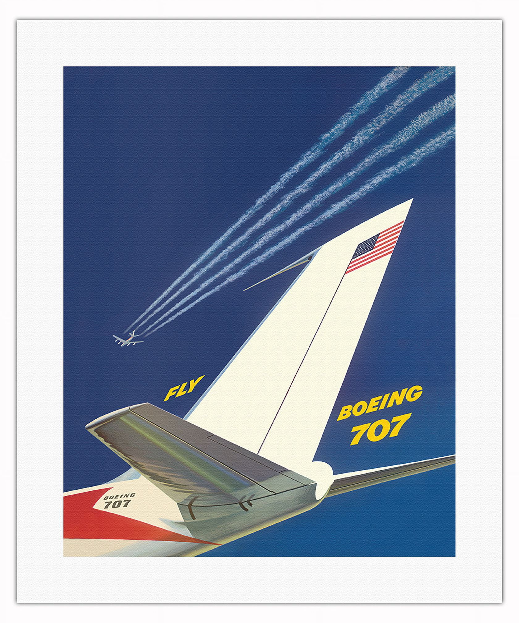 Fly the Boeing 707 Aircraft - Vintage Travel Poster by David Klein c ...