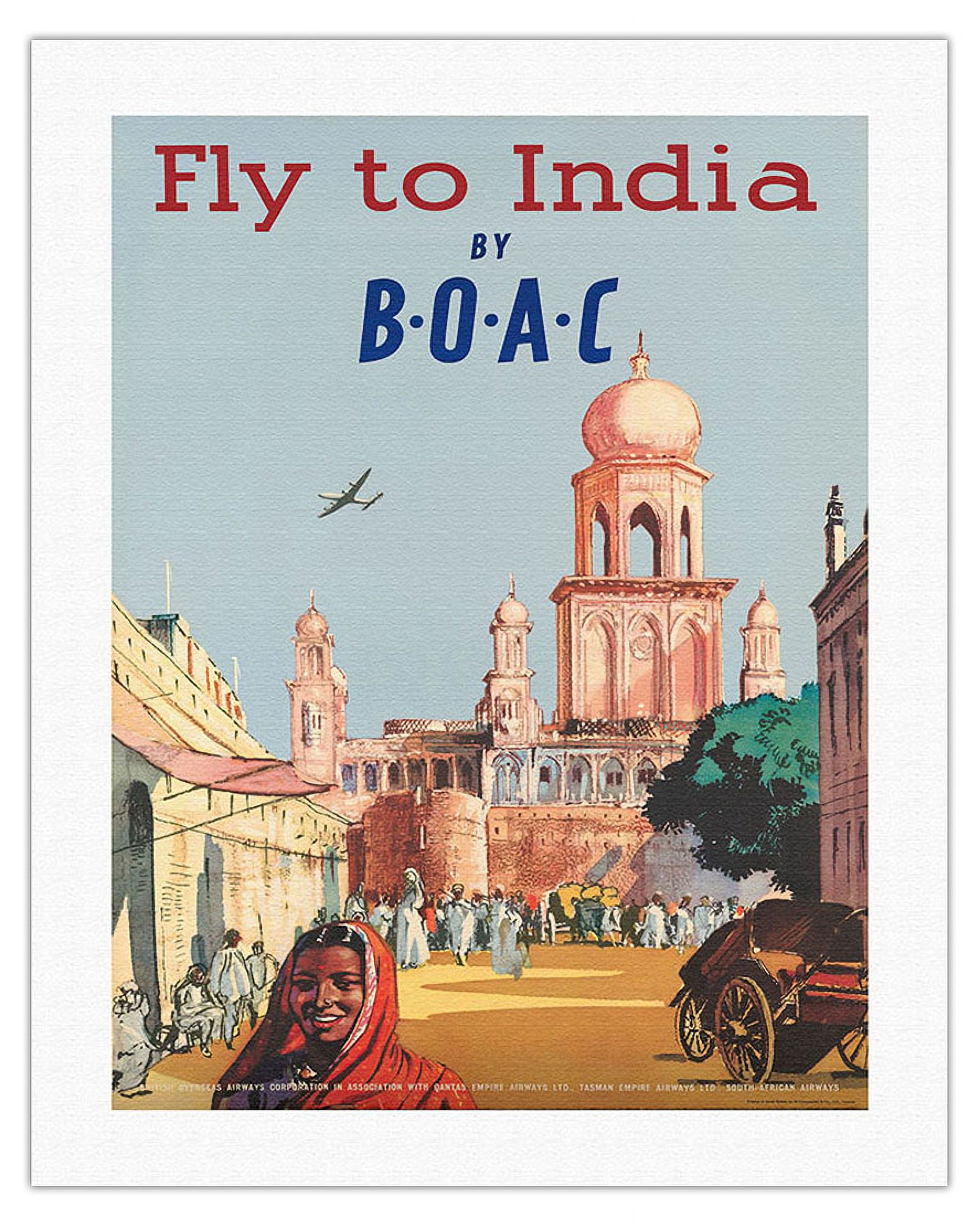 Fly to India by BOAC - British Overseas Airways Corporation - Vintage ...