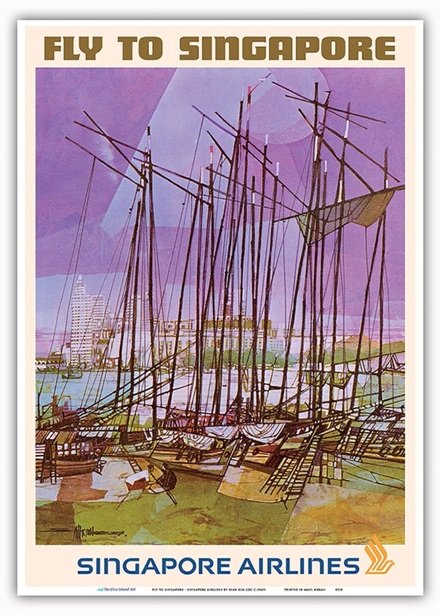 Fly to Singapore - Singapore Airlines - Vintage Airline Travel Poster ...