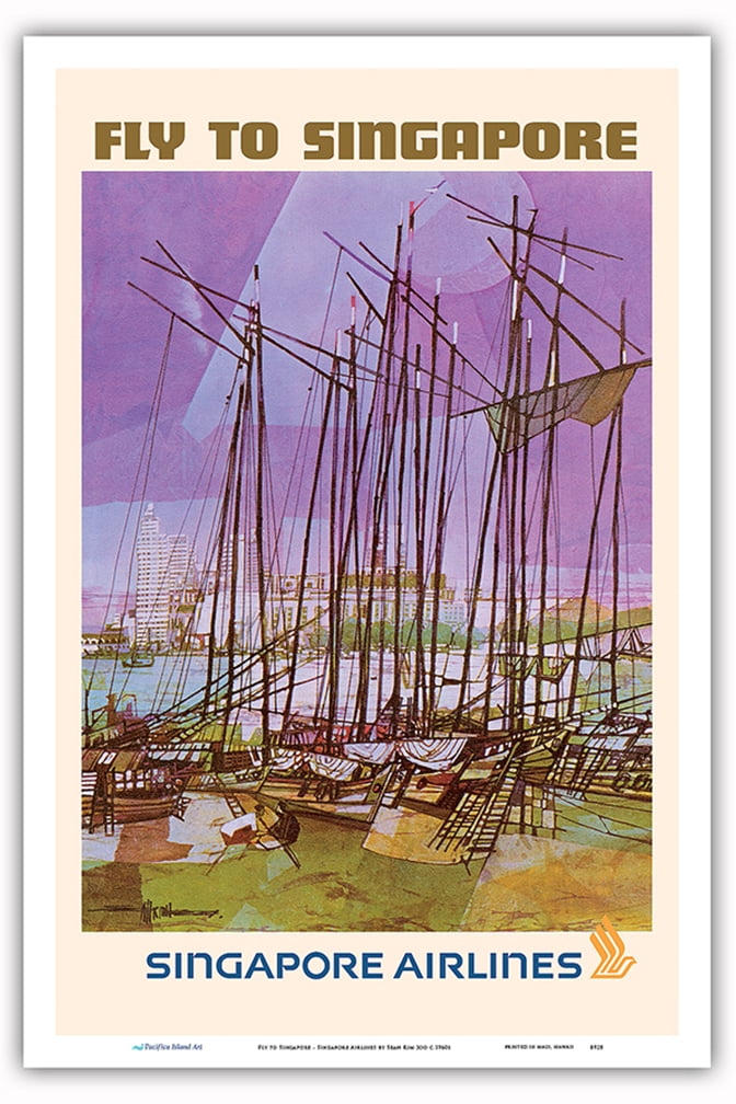 Fly to Singapore - Singapore Airlines - Vintage Airline Travel Poster ...