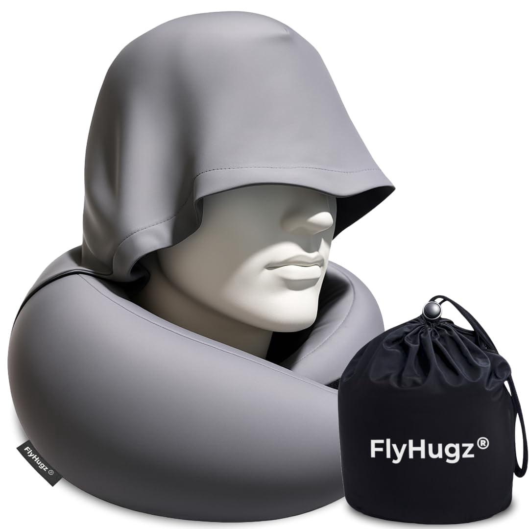 FlyHugz® 2.0 Hooded Travel Pillow – 2026 Original Release – Memory Foam ...