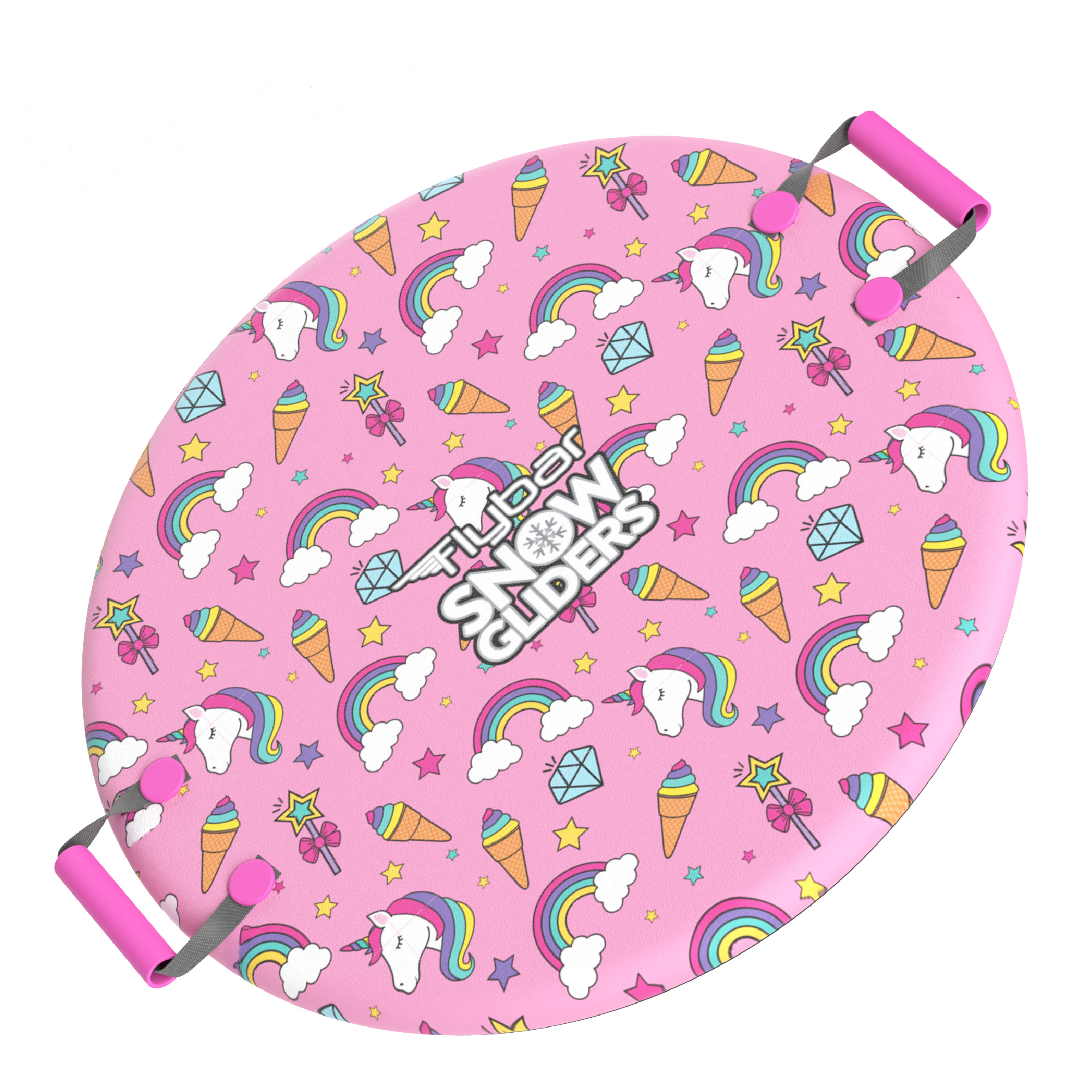 Flybar Kids 26” Unicorn Foam Saucer Disc Snow Sled with for Kids Slick ...