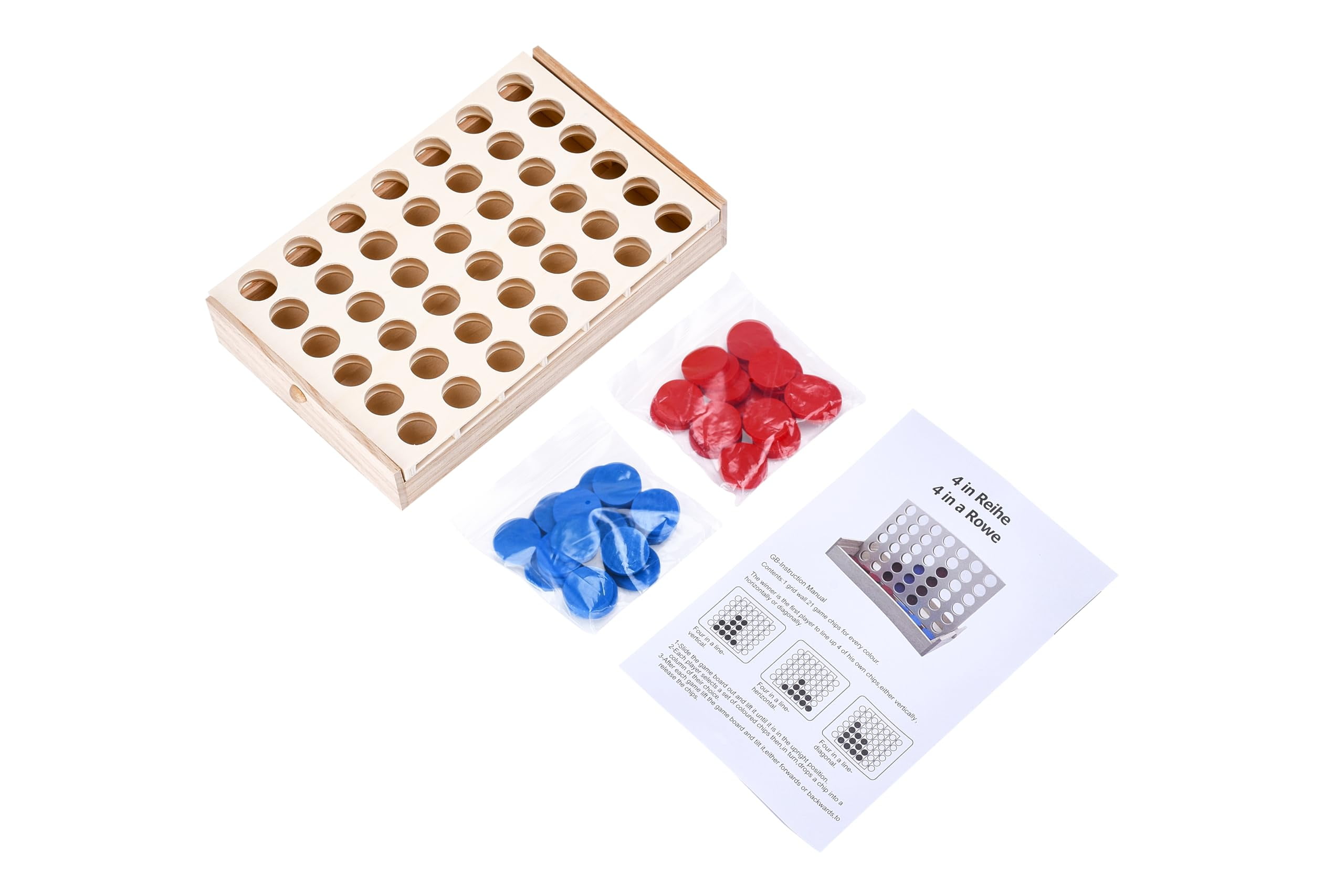 Flybold Classic Wooden Connect 4 Game Set - 6 x 10 x 6 inches ...