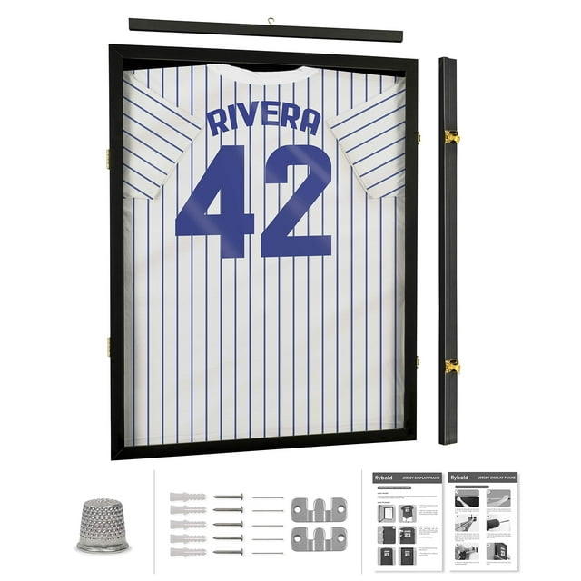 Flybold Jersey Display Frame Case - Large Black Memorabilia Framing Kit ...