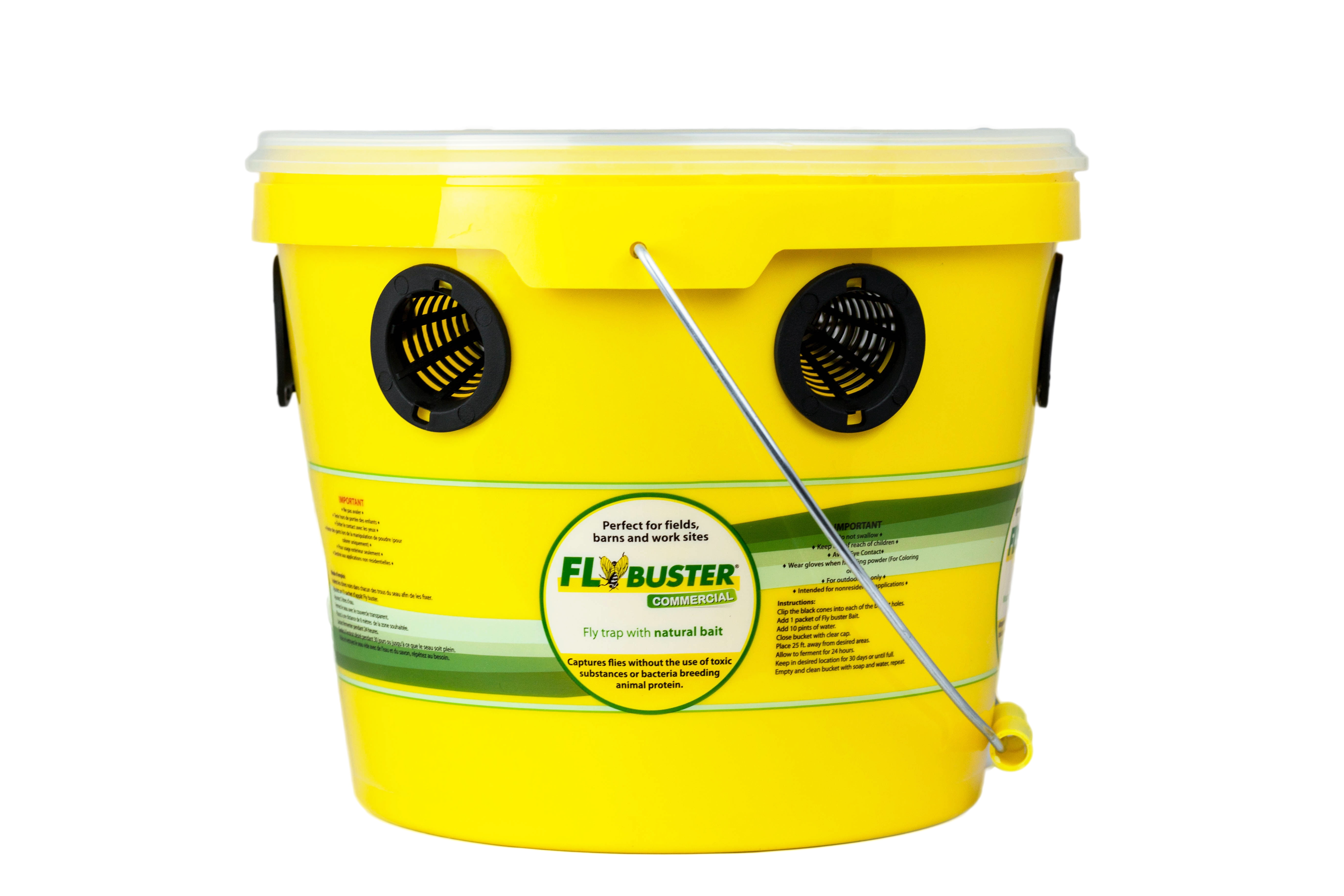Flybuster Outdoor Commercial Fly Trap with Bait Refill, 2 Packets (250 ...