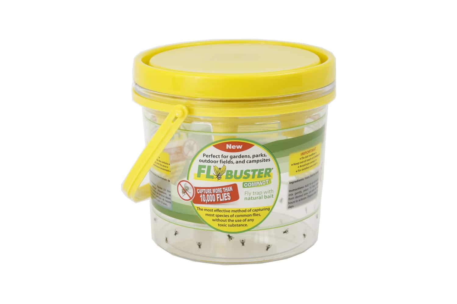 FlyBuster Fly Trap Compact, Non-Toxic Yeast Bait, Outdoor Pest Control ...