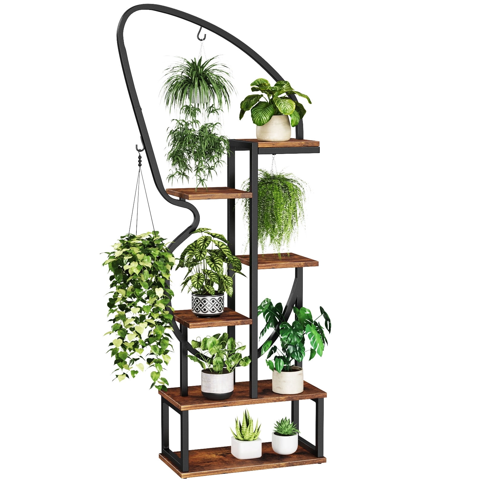 Flycity 6 Tiers Metal Plant Stand, Butterfly Shaped Plant Shelf with 6 ...