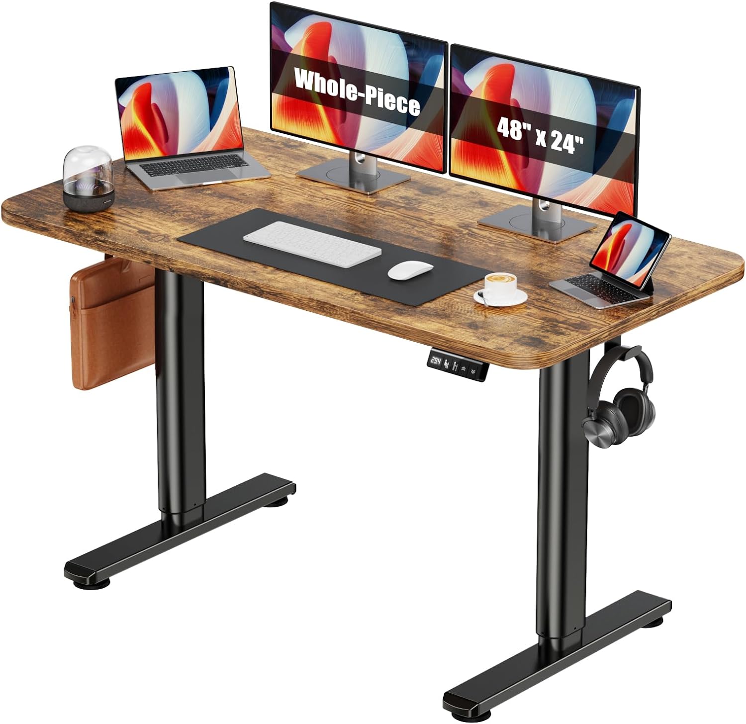 UMBÜZO Walnut Desk - Adjustable Stand-Up Model, Exotic Hardwood, Height ...